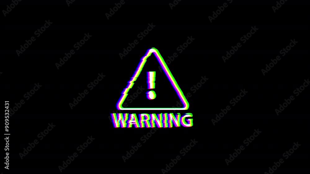 warning attention sign glitch animation, alert warning sign animation ...