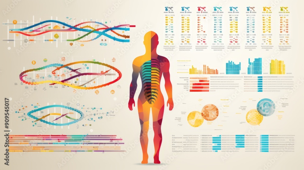 Dna test infographic: genome sequence map with chromosome architecture ...