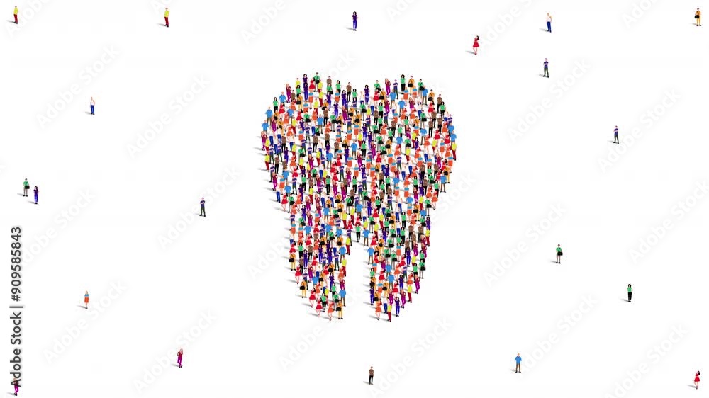 Tooth dental concept. Organ donation day. A large group of people form ...