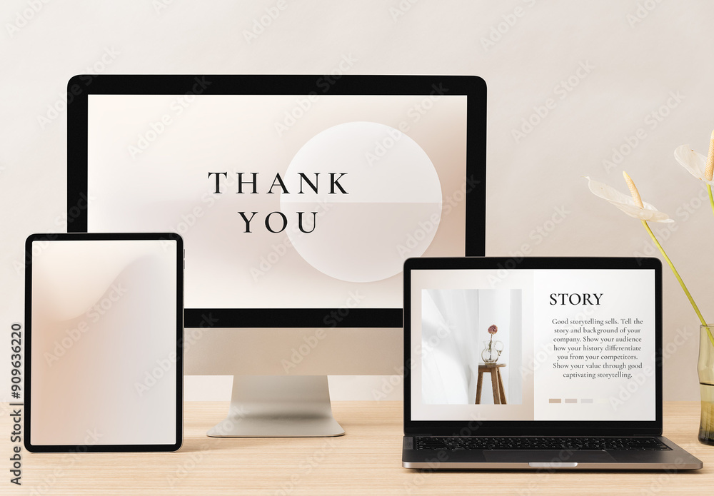 Screen Computer Tablet Laptop Mockup Stock Template | Adobe Stock