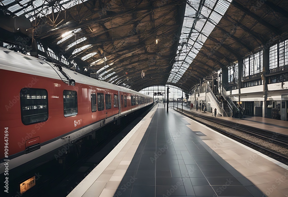 halt bahn bahnhof railroad station leipzig train public means transportation open door platform ...