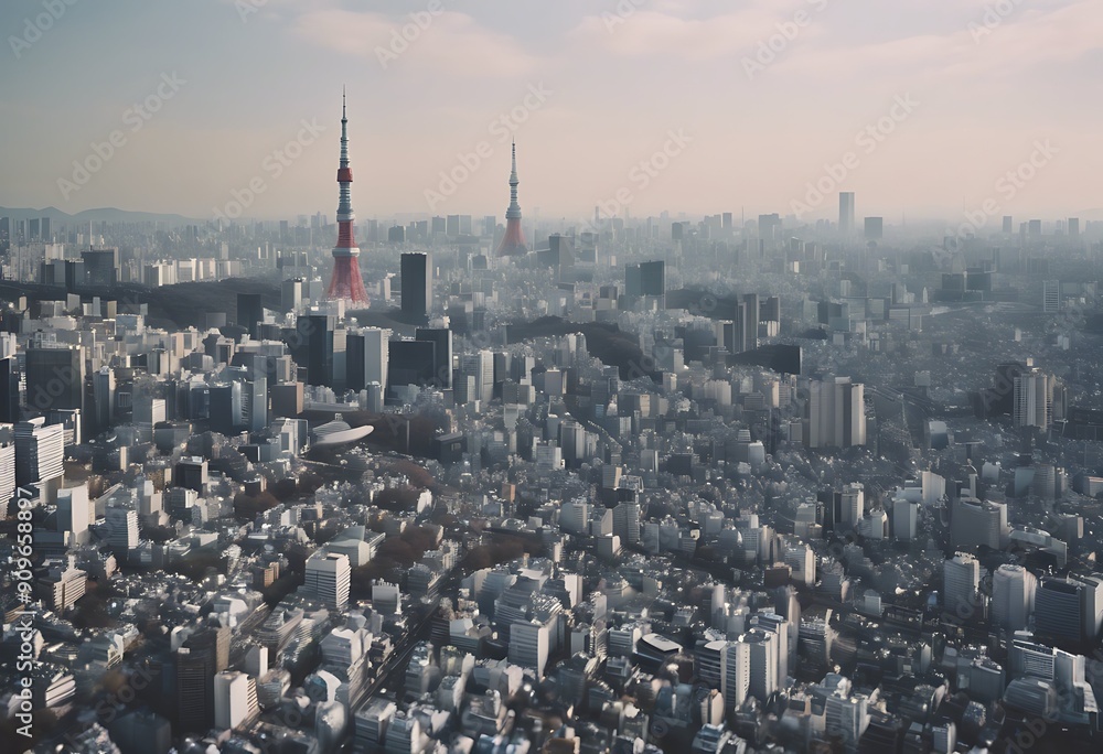panorama city aerial Tokyo Japan view skyline Business Sky Travel Tree ...