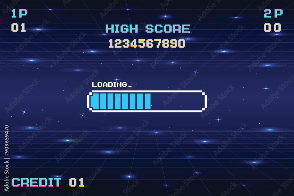 LOADING .pixel art .8 bit game. retro game. for game assets in vector ...