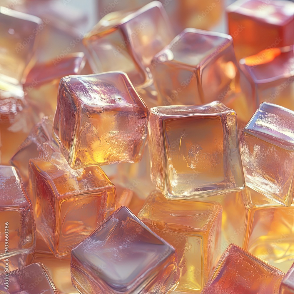 Macro photography, Processed collage of transparent gelatin cubes ...