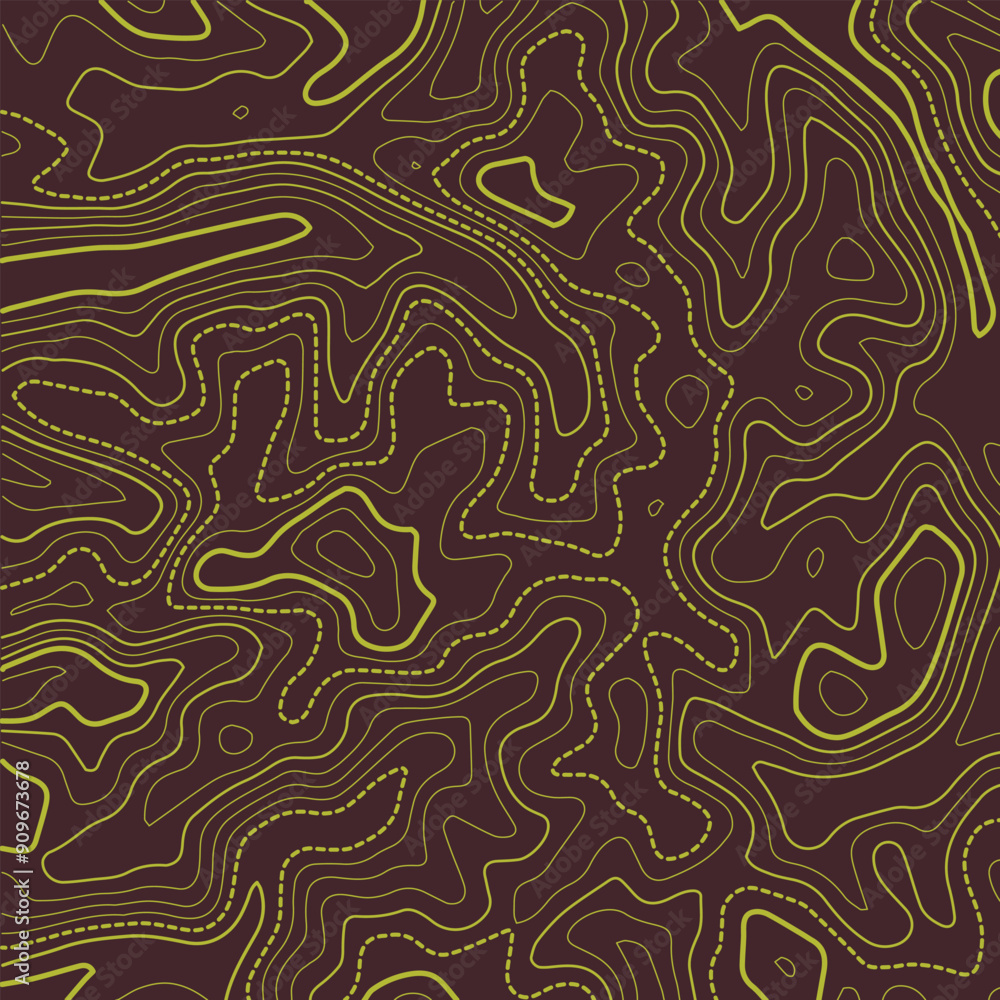 Stylized topographic map outline height in lines and contours. The ...