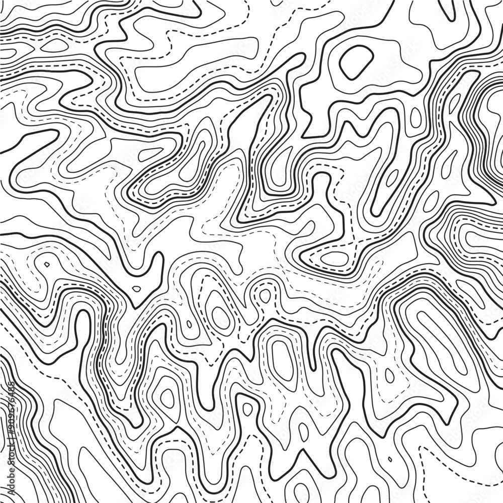 Stylized topographic map outline height in lines and contours. The ...