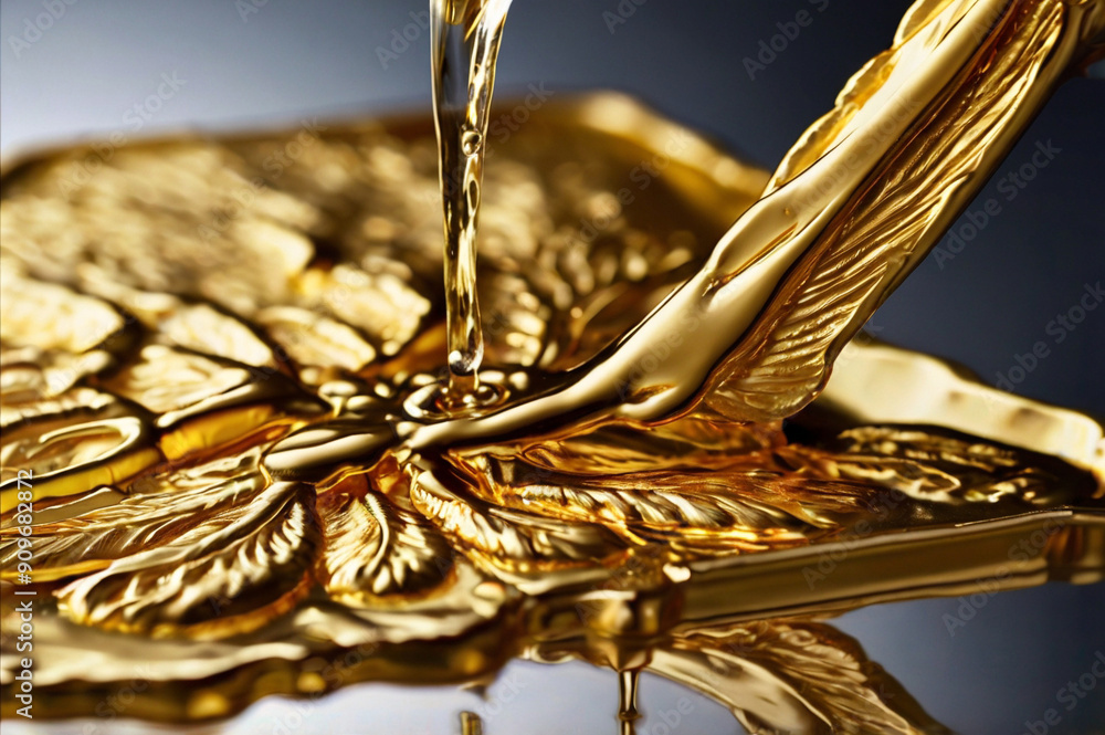 Pouring Pure Gold Liquid Forming Wings - Luxury Backgrounds. Stock ...