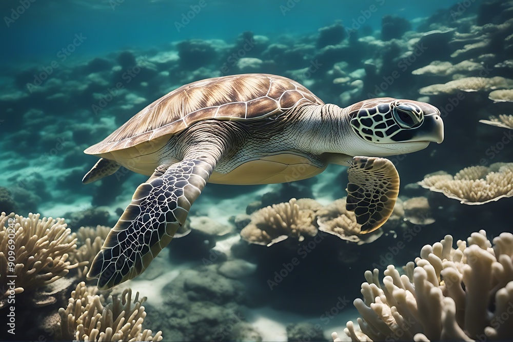 australia sea ocean turtle barrier swimming taken cairns reef water ...