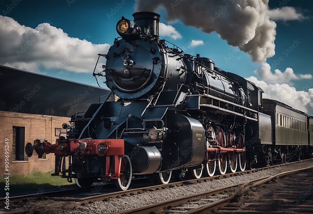 locomotive steam engine railway rail railroad train old vintage power ...