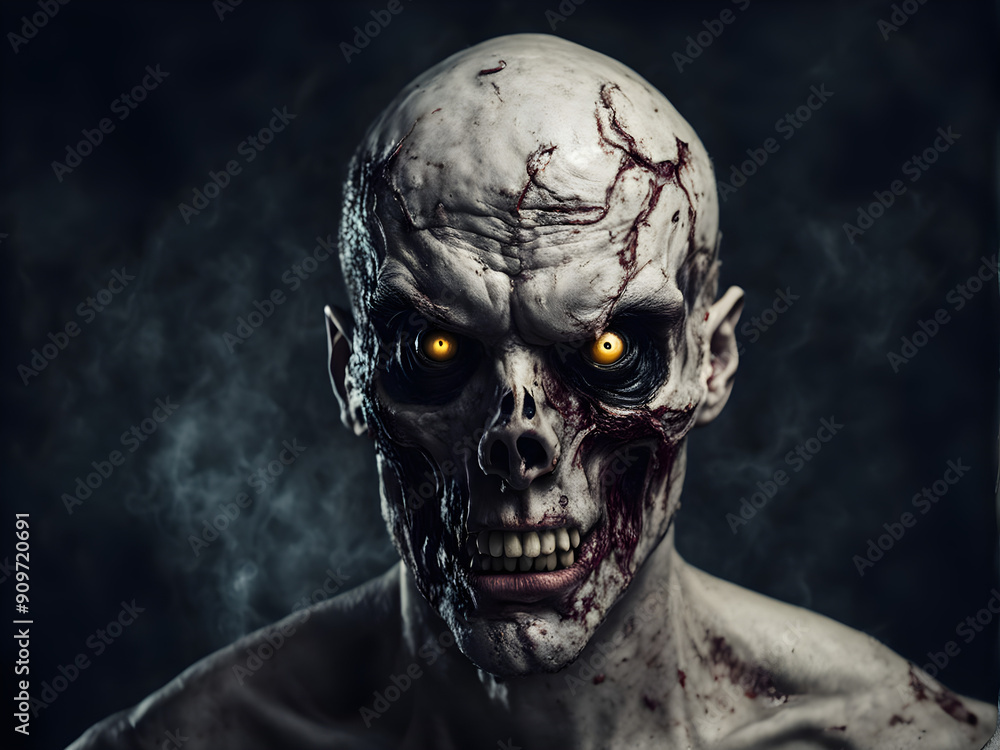 Photo & Art Print Scary and creepy male monster with gouged eyes ...
