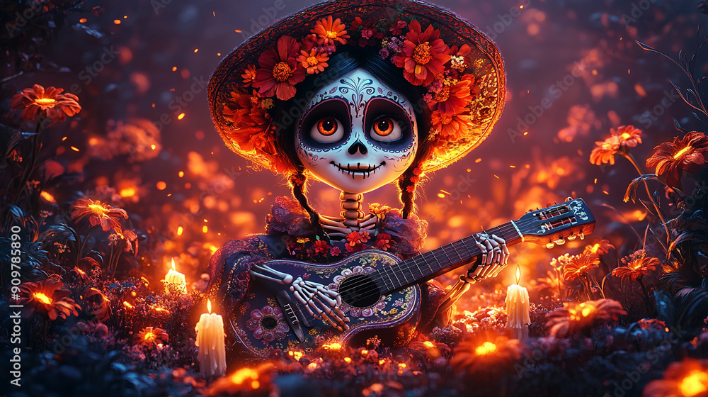 dia de los muertos day of the dead carnival party background, Cinco de ...