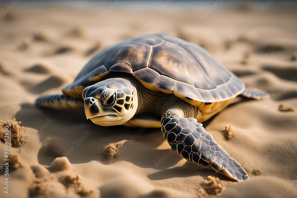 loggerhead turtle emergence sea young baby beach marine life nature ...