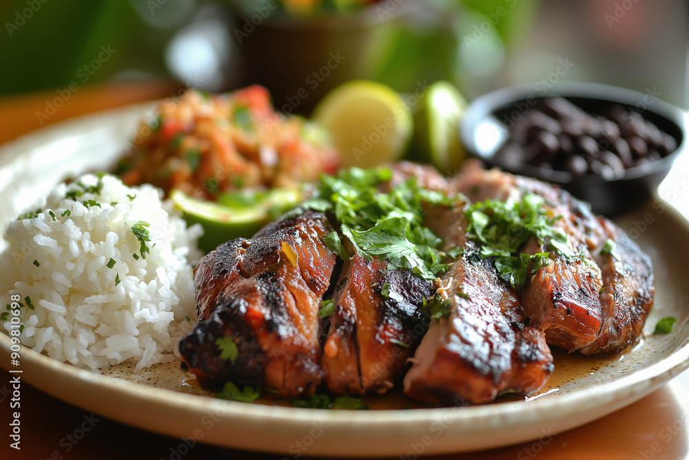 Photo & Art Print Lechón Asado with Rice and Beans - Authentic Cuban ...