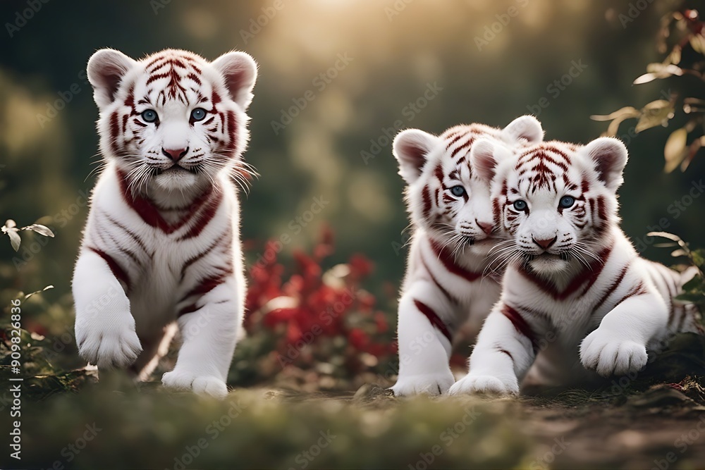 red white tiger cubs outdoors animal baby cat white2 wild big wildlife ...