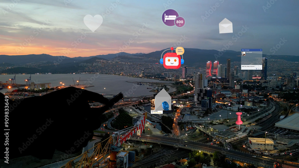 Isometric Bot and cybersecurity, artificial intelligence concept. AI ...