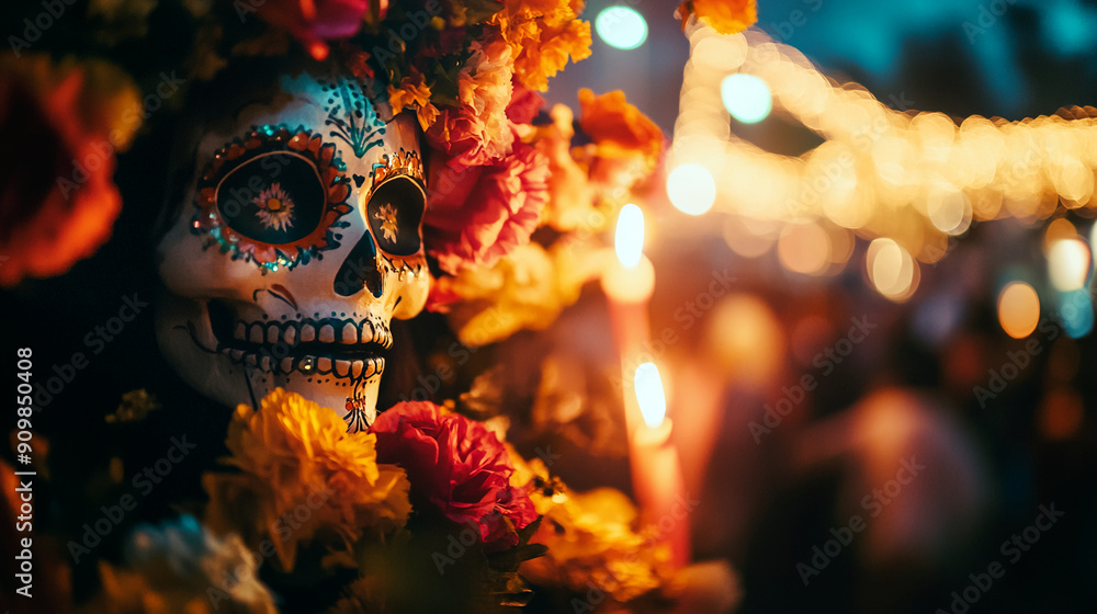 dia de los muertos day of the dead carnival party background, Cinco de ...