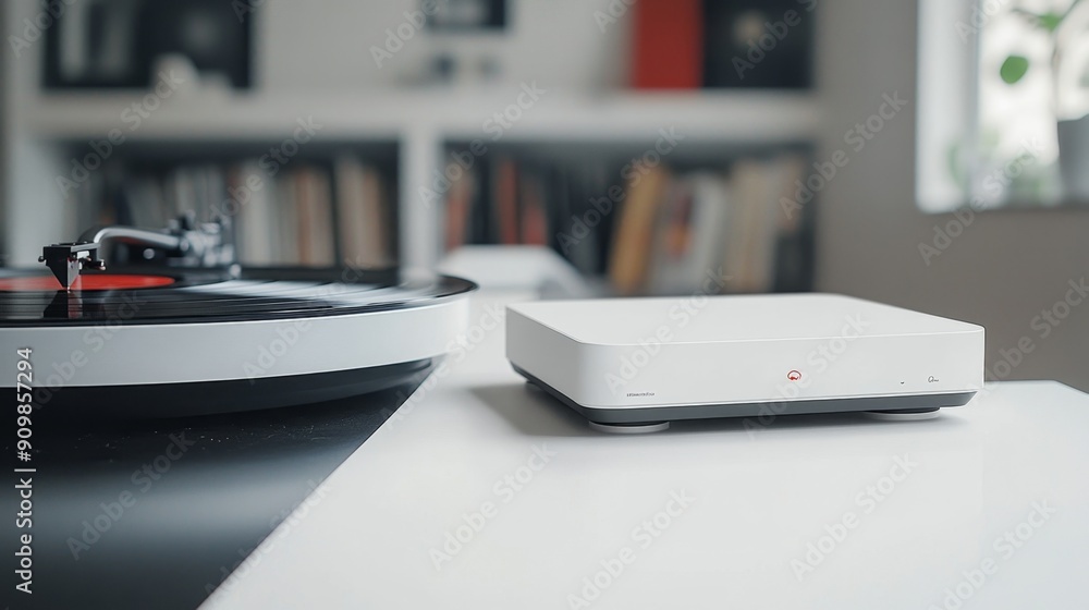 Evolution of Music Technology: Vintage Gramophone Juxtaposed with ...