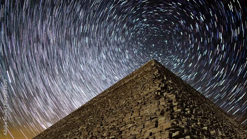Egypt The Great Pyramid of Giza Pyramid of Khufu Star Trails Around ...