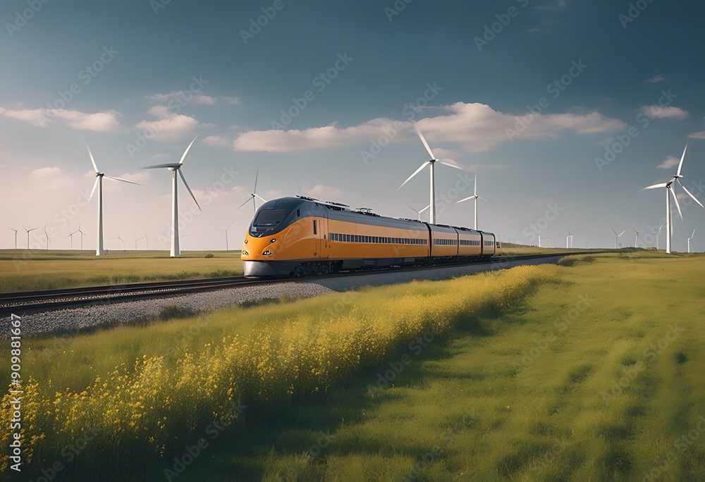 train wind passing farm transportation commute urban city life rush ...