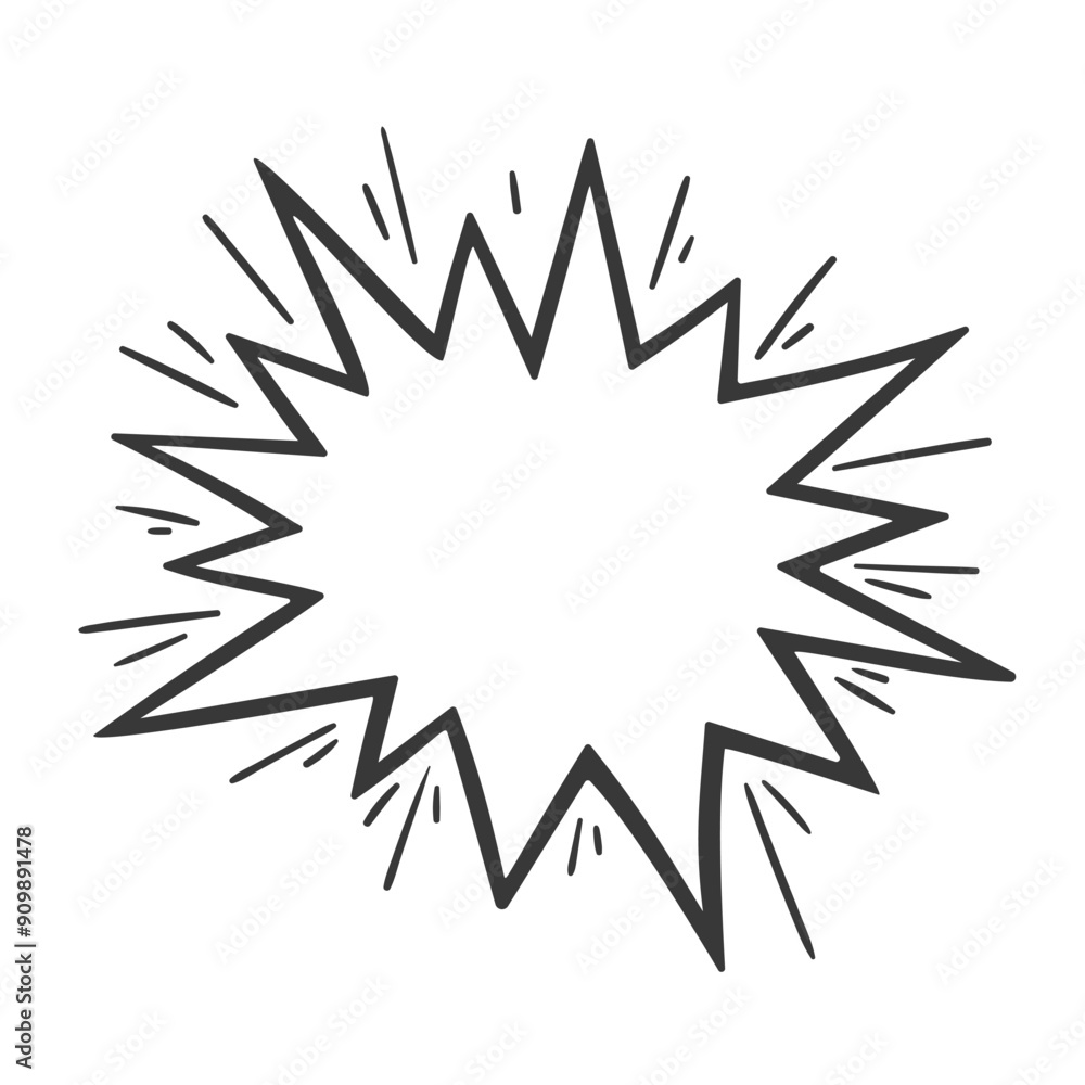 Speech bubble of explosion line icon. Hand drawn retro boom and bam ...