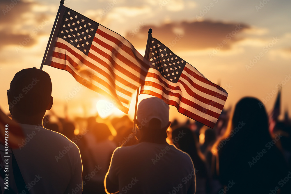 Happy american people citizens celebration national flag day ...