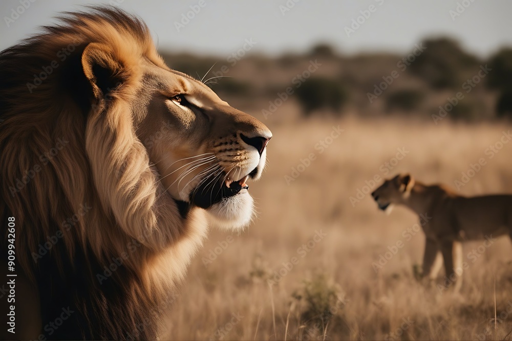 shot lion roaring lioness close aggressive animal roar africa african ...