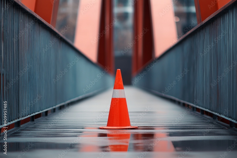 A contemporary grey pedestrian bridge with smooth surfaces and ...