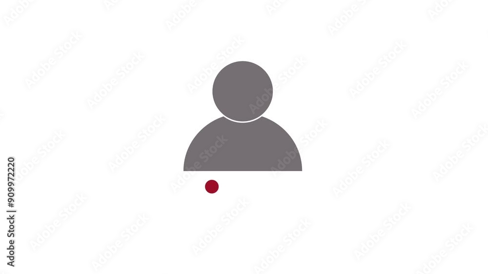 4 User status animations. Grey person icon on screen. Green dot and ...
