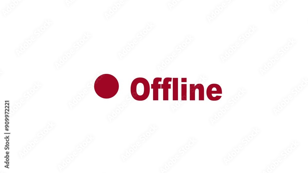 4 User status animations. Green dot and „online“ appearing. Red dot and ...