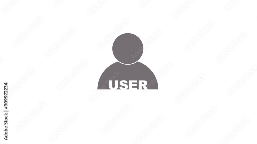 4 User status animations. Grey person icon on screen. Green dot and ...
