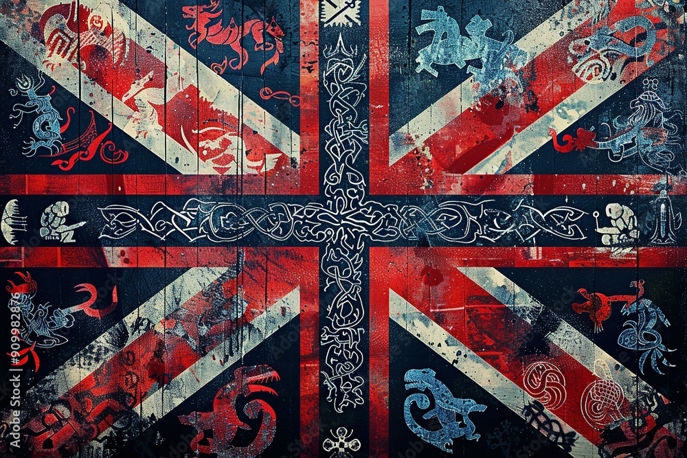 This digital artwork of the Norwegian flag incorporates elements of ...