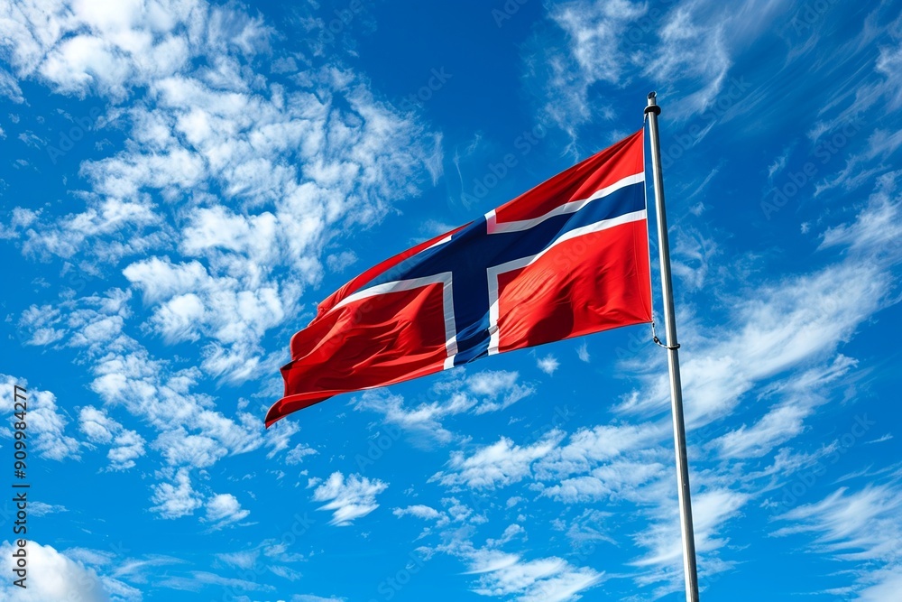 This digital artwork of the Norwegian flag incorporates elements of ...