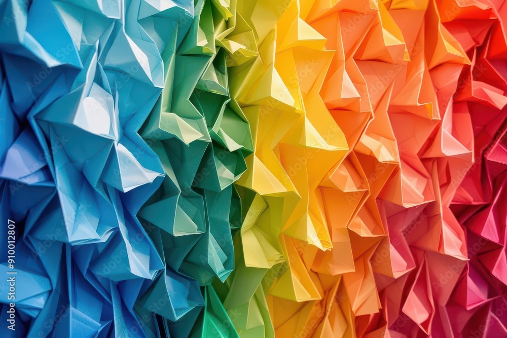 vibrant origami paper art installation forming an abstract wallpaper ...