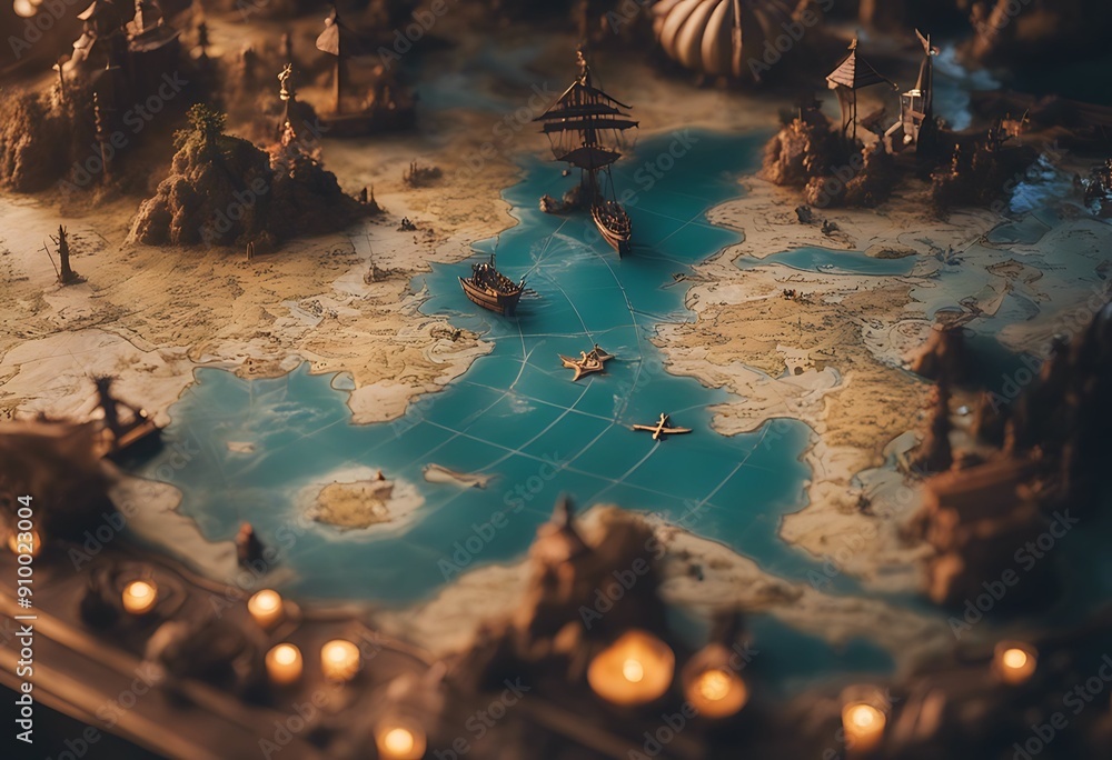 map pirate lands fantasy mermaids dragons ancient adventure old ...