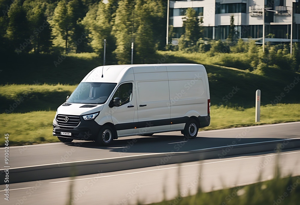 modern white small courier delivery cargo motorway shipment moving van ...