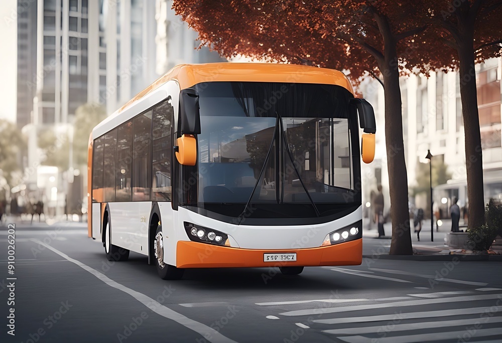 render 3d city background new white bus motion technology fast station ...