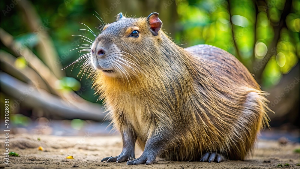 Large rodent native to South America with a brown fur coat and webbed ...