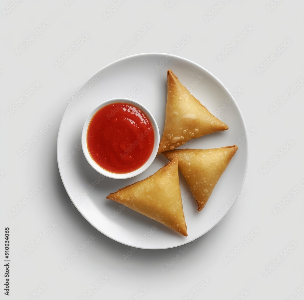 Vegetarian Indian samosa plate isolated on a transparent or white ...