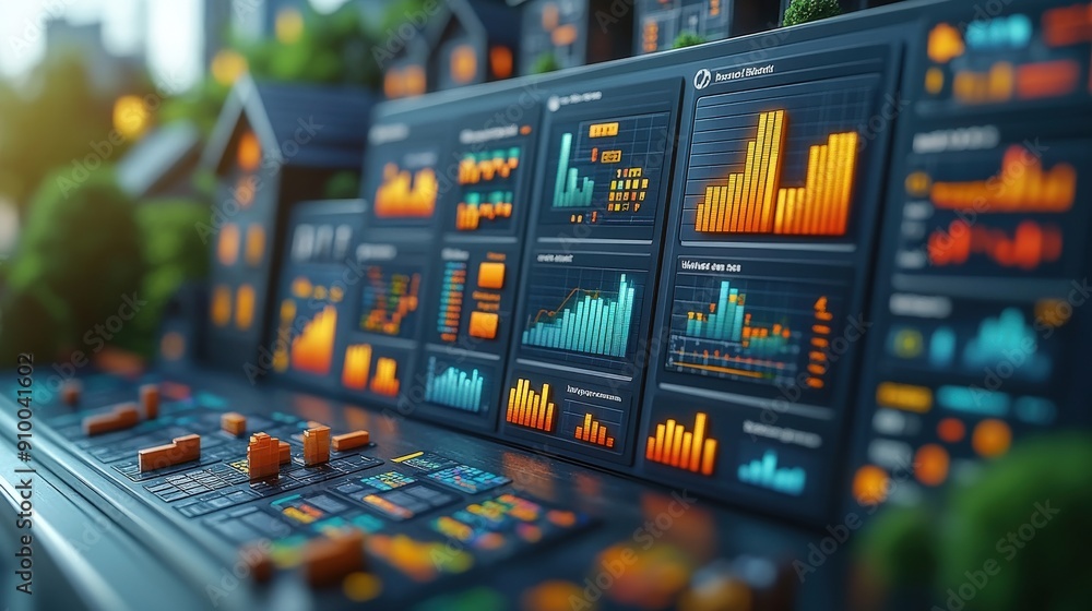 Marketing online with analytics media: A vibrant 3D render illustrating ...