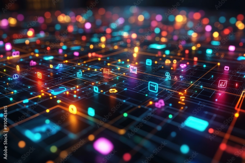 Marketing online with digital platform: A futuristic 3D render of ...