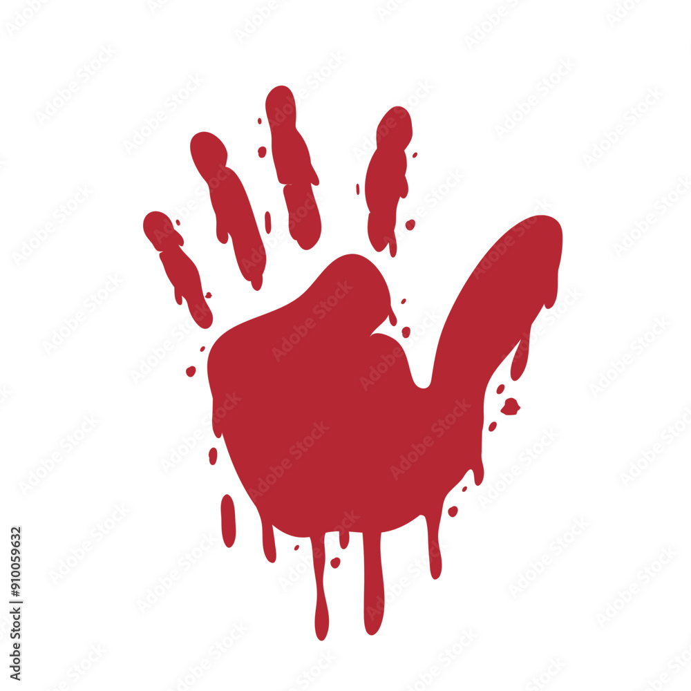 Bloody handprint isolated on white background. Blood splatter and ...
