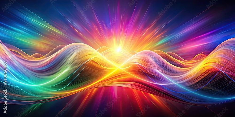 Colorful And Dynamic Abstract Art Waveforms Flowing On An Ethereal Background Wallpaper