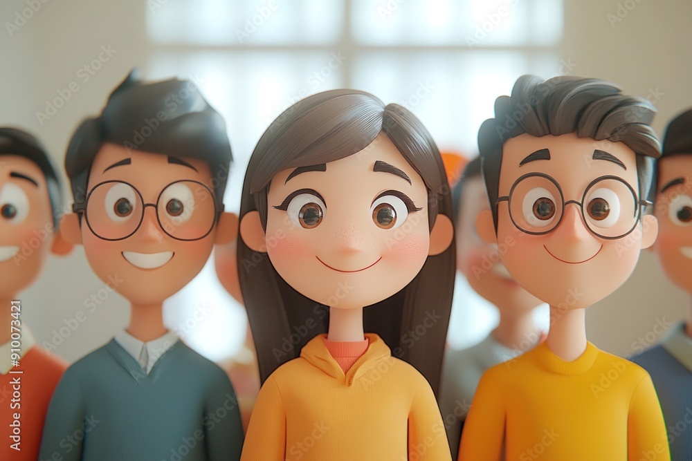 A 3D animation illustrating a group of customers expressing happiness ...