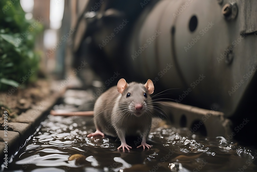 closeup sewer rat animal background bright brown city concept cute ...