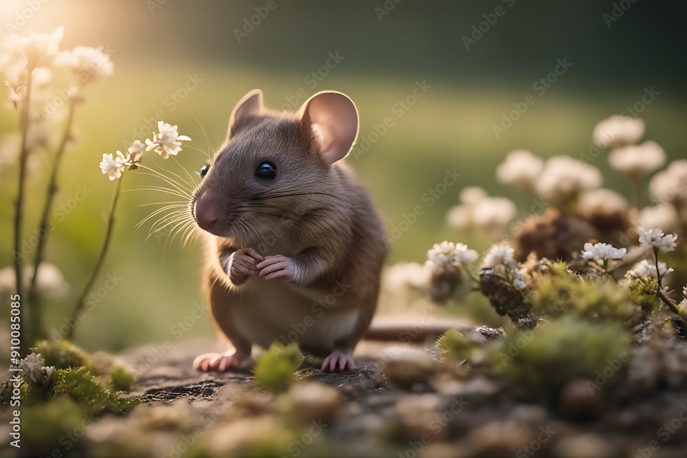 hidingher mouse little muzzle rat animal white background pest rodent ...