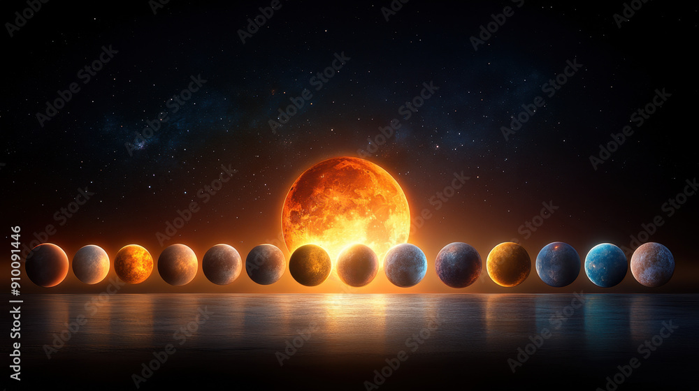 Eclipse phases, various stages of solar eclipse Stock Illustration ...