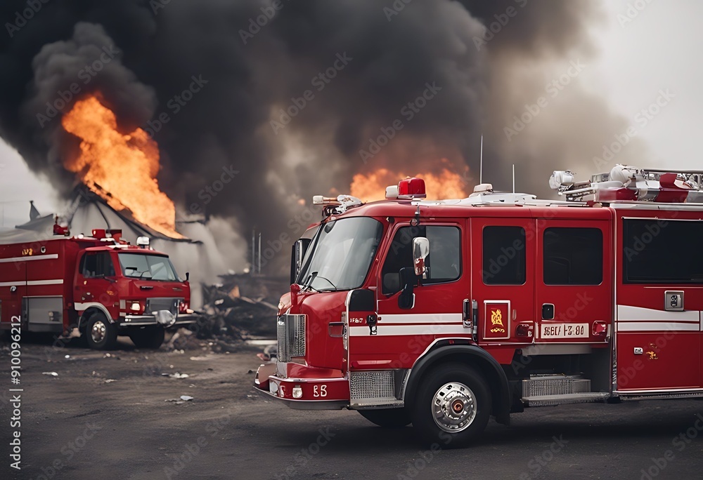 vehicle paramedic truck fire scene saster team priority speed rushing ...