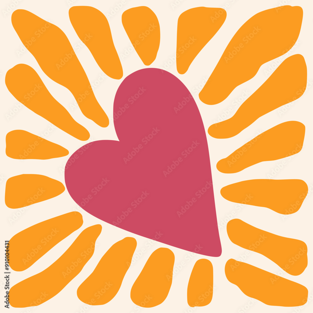 Abstract light of love shape poster. Hand drawn love infantile style ...