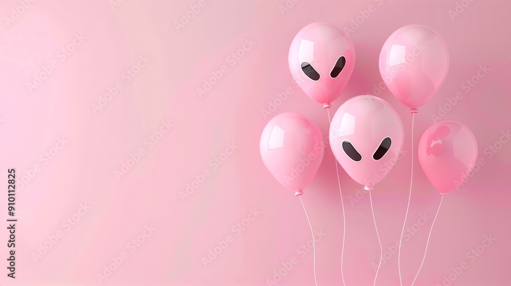 Alien Balloon, border, pastel color background Wallpaper, blank in the ...