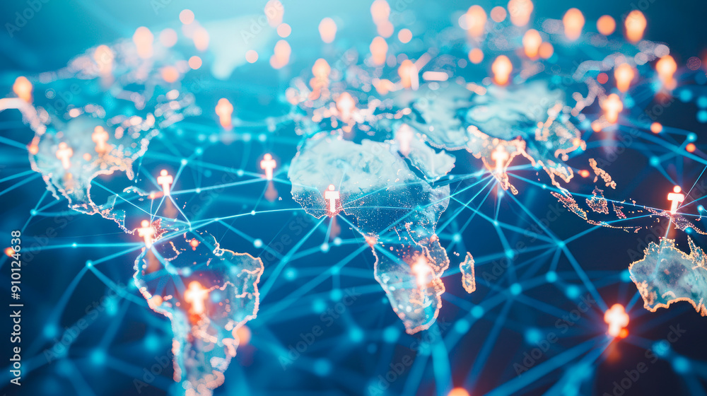 Global network connection illustration. Creative blend of human ...